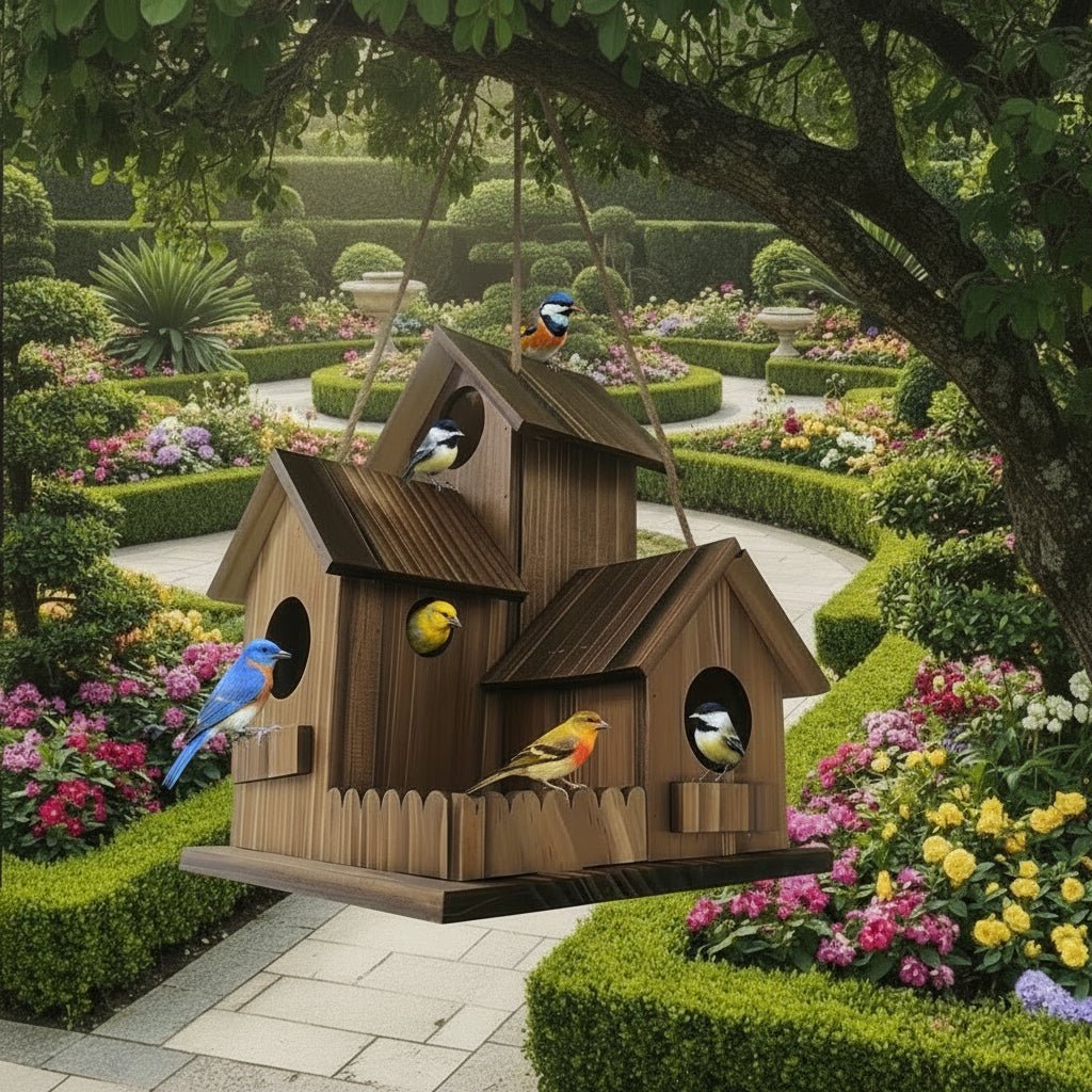 TIMBERROOST Wood Birdhouse | Multi-Nesting Chambers | Weatherproof ...