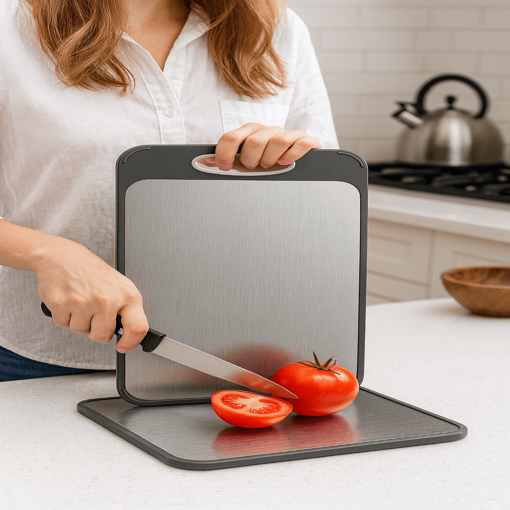 IRON BASE stainless steel cutting board | double-sided & hygienic ...