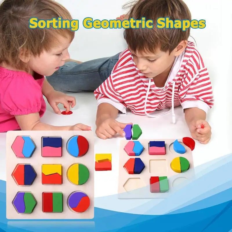 GEOTOT Montessori wooden puzzle for children | Early learning of shapes ...